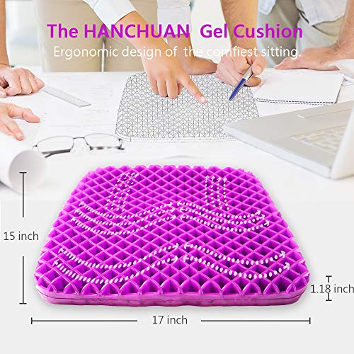 Gel Seat Cushion Comfort Honeycomb Egg Crate Design Gel Pad Provides Excellent Support For Lower Back, Spine, Hips Promotes Venting & Good Sitting Posture For Office Chair Car Sitter Wheelchair