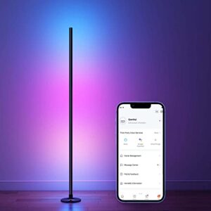 gonhui rgb+ic corner floor lamp, led smart floor lamp compatible with alexa, color changing ambience light with music sync, modern corner lit standing lamp for living room bedroom gaming room