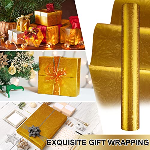 Jecery Embossed Floral Foil Paper Metallic Gold Wrapping Paper Colored Foil Sheets for Crafts Scrapbook Florist Cake Board Cake Drums Gift Wrapping, 15.7 Inch 46 ft