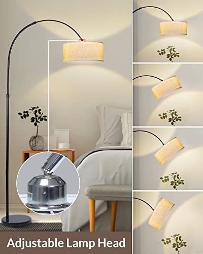 GKTG Floor Lamps for Living Room, Arc Floor Lamp with Remote Control, Stepless Dimmable 9W LED Bulb Included, Adjustable Gooseneck Modern Tall Floor Lamp, Standing Lamp for Living Room Bedroom