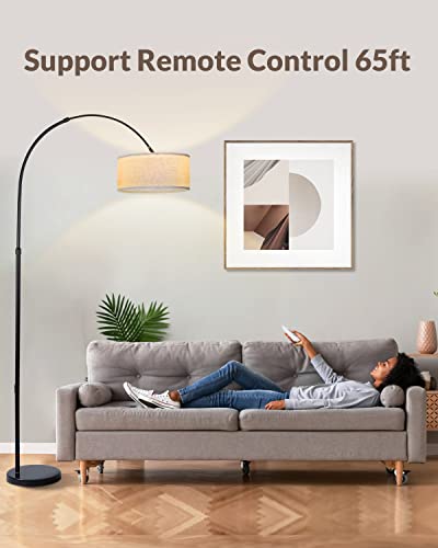 GKTG Floor Lamps for Living Room, Arc Floor Lamp with Remote Control, Stepless Dimmable 9W LED Bulb Included, Adjustable Gooseneck Modern Tall Floor Lamp, Standing Lamp for Living Room Bedroom