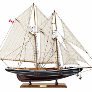 SAILINGSTORY Wooden Sailboat Model Ship Bluenose 1/60 Scale Replica Schooner Sailboat Decor Large