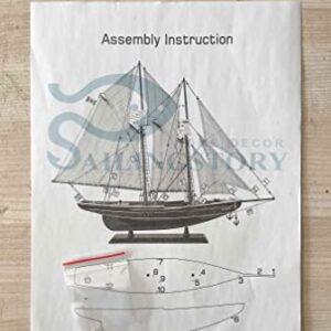 SAILINGSTORY Wooden Sailboat Model Ship Bluenose 1/60 Scale Replica Schooner Sailboat Decor Large