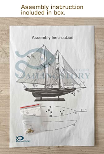 SAILINGSTORY Wooden Sailboat Model Ship Bluenose 1/60 Scale Replica Schooner Sailboat Decor Large