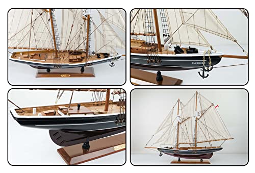 SAILINGSTORY Wooden Sailboat Model Ship Bluenose 1/60 Scale Replica Schooner Sailboat Decor Large