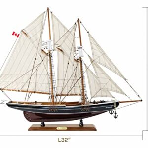 SAILINGSTORY Wooden Sailboat Model Ship Bluenose 1/60 Scale Replica Schooner Sailboat Decor Large