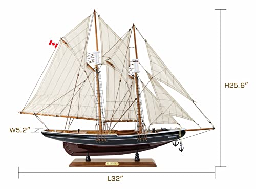 SAILINGSTORY Wooden Sailboat Model Ship Bluenose 1/60 Scale Replica Schooner Sailboat Decor Large