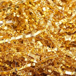 happy potato 1 lb gold shredded paper for gift baskets, crinkle cut paper shred filler, crinkle paper for gift wrapping