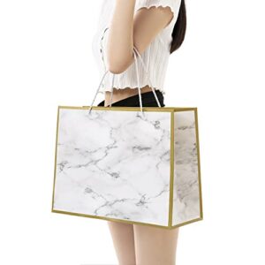 10 Marble Extra Large Gift Bags 16x6x12 Inch, White Gift Bags Large Size, White Paper Bags with Handles Bulk, Large Gift Bags for Presents, Paper Gift Bags with Handles, Wedding Gift Bags Bulk Cmecial