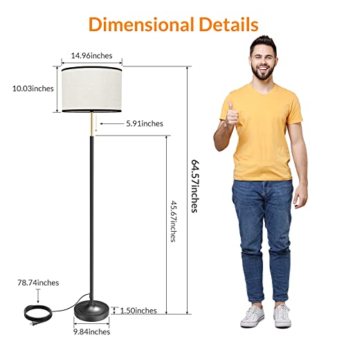 LEPOWER Floor Lamps for Living Room, Modern Standing Lamp for Bedroom, Black Tall Floor Light, Mid Century Floor Lamp, Minimalist Studying Lamp for Office, Study Room (E26 9W Bulb Included)