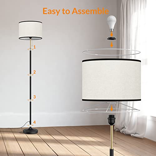 LEPOWER Floor Lamps for Living Room, Modern Standing Lamp for Bedroom, Black Tall Floor Light, Mid Century Floor Lamp, Minimalist Studying Lamp for Office, Study Room (E26 9W Bulb Included)