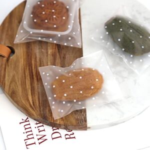 Patty Both 100 PCS Cute Transparent OPP Self Adhesive Cookie Bakery Candy Biscuit Roasting Treat Gift DIY Plastic Bag (Dot)