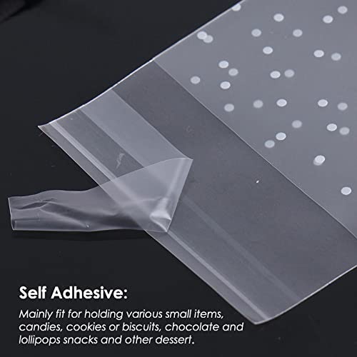 Patty Both 100 PCS Cute Transparent OPP Self Adhesive Cookie Bakery Candy Biscuit Roasting Treat Gift DIY Plastic Bag (Dot)