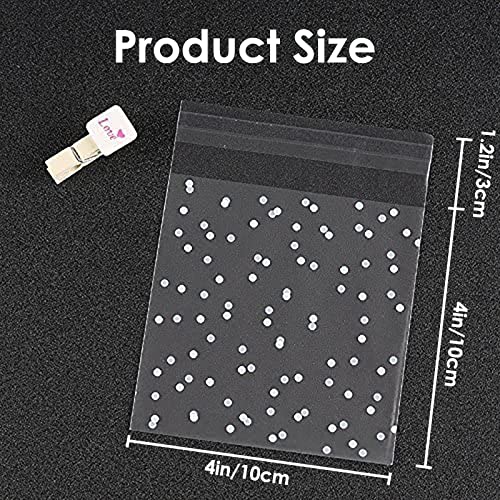 Patty Both 100 PCS Cute Transparent OPP Self Adhesive Cookie Bakery Candy Biscuit Roasting Treat Gift DIY Plastic Bag (Dot)