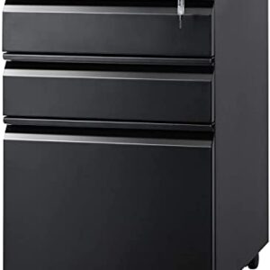 DEVAISE 3 Drawer Mobile File Cabinet Under Desk Office, Fully Assembled Except Casters, Letter/Legal Size, Black