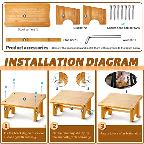 Foot Rest Under Desk, Desk Footrest Nursing Stool Wood Slanted Foot Rest Nonslip Wooden Step Stool Chair Portable for Adults, Office Home Kitchen Bedroom Living Room Bathroom