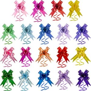 200 pieces assorted colors christmas ribbon pull bow present basket pull bows knot ribbon present string wrapping decorative bows for christmas new year thanksgiving birthday wedding party ornament