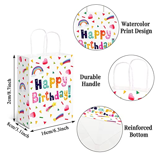 16 Pack Birthday Gift Bags Party Favor Treat Bags with Handle Candy Cookie Goodie Bags for Party Decorations Favors Supplies