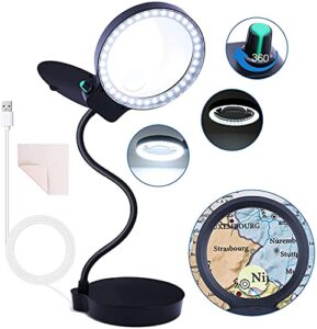 magnifying glass with light and stand, 10x 20x magnifying desk lamp with brightness stepless dimmable , adjustable gooseneck for reading, close work, hobbies