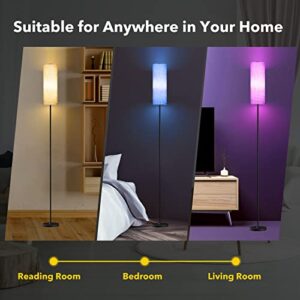 Hialotvt LED Floor Lamp for Living Room Bedroom, Smart Standing Lamp with Alexa Google Assistant App Remote Control, Tall Modern Floor Lamp with Linen Lamp Shade, 16 Million Colors Bulb Included