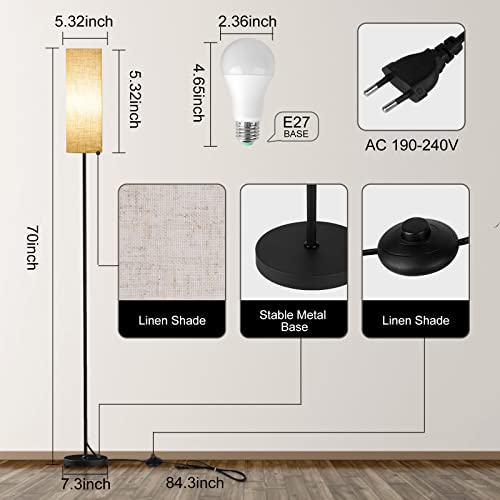 Hialotvt LED Floor Lamp for Living Room Bedroom, Smart Standing Lamp with Alexa Google Assistant App Remote Control, Tall Modern Floor Lamp with Linen Lamp Shade, 16 Million Colors Bulb Included