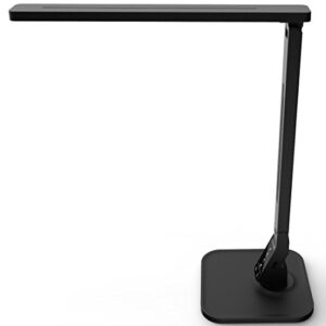 lampat dimmable led desk lamp, 4 lighting modes (reading/studying/relaxation/bedtime), 5-level dimmer, touch-sensitive control panel, 1-hour auto timer, 5v/1a usb charging port, piano black