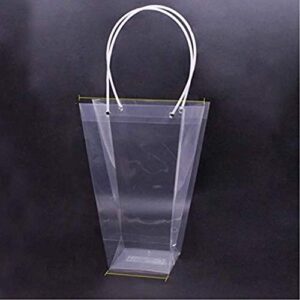 BBC Clear Flower Bouquet Bags with Handle Florist Shop Packaging Supplies, 5 Pcs (7.9 * 7 * 4 inch)