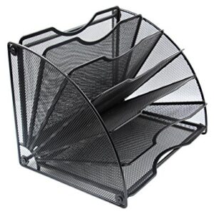 EasyPAG Desk File Organizer 6 Compartment Fan-Shaped Filing Paper Holder Letters Tray Desk Organizers and Accessories ,Black