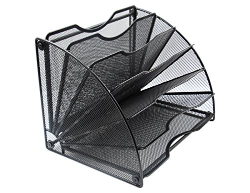 EasyPAG Desk File Organizer 6 Compartment Fan-Shaped Filing Paper Holder Letters Tray Desk Organizers and Accessories ,Black