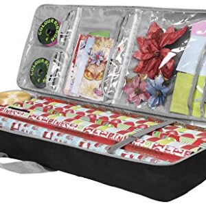 Primode Christmas Gift Wrap Organizer | Wrapping Paper Storage Container Box (37” x 14” x 4”) Constructed of Durable 600D Oxford Material (Black)