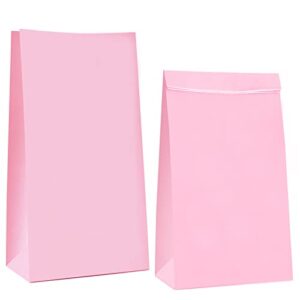 oletx 30-pack pink party favor paper bags, 9” wrapped treat bags, goodie bags, candy bags, paper lunch bags for birthday party, babyshower, school activitities