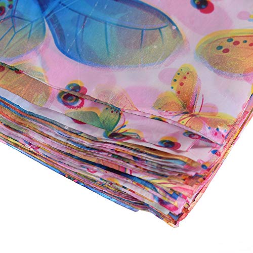 MOTZU 100 Pieces Plastic Gift Bags, Jewelry Shopping Bag with Handle, Colorful Butterfly Pattern, Birthday/Wedding/Holiday/Gift Packaging, 5.9 * 7.87 in