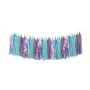 Fonder Mols Mermaid Tassels Garland Tissue Paper Tassels Banner DIY Kit Mermaid Party Decorations (Pack of 35, Purple-Lavender-Mint-Blue-Rainbow) A09