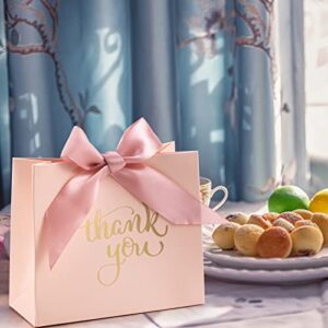 SOSFKIM Thank You Small Gift Bags 24 Pack - Mini Pink Paper Gift Bags with Ribbons, Party Favor Goodie Bags - Baby Shower Wedding Gift Bags Bulk 4.5x1.8x3.9in