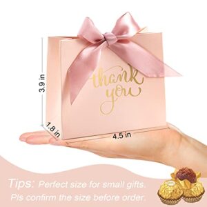 SOSFKIM Thank You Small Gift Bags 24 Pack - Mini Pink Paper Gift Bags with Ribbons, Party Favor Goodie Bags - Baby Shower Wedding Gift Bags Bulk 4.5x1.8x3.9in