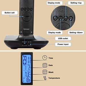 LED Desk Lamp, Desk Lamp with Wireless Charger, Suitable for Home, Office Dimmable Desk Lamp, with USB Charging Port, Built-in Clock, Calendar, Thermometer and Automatic Timing Reading Desk Lamp.