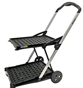 X-Truk Collapsible Utility Cart – 2-Shelf, Adjustable Shopping Cart Converts to a Dolly – Lightweight, High-Capacity Storage Cart Wagon with Removable Basket Carries up to 165 Lbs by SalesMaker Carts