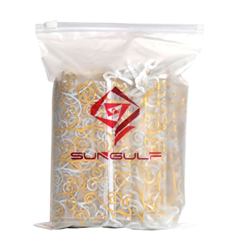 SUNGULF 50pcs Organza Pouch Bag Drawstring 5"x7" 13x18cm Strong Gift Candy Bag Jewelry Party Wedding Favor (Gold Silver)