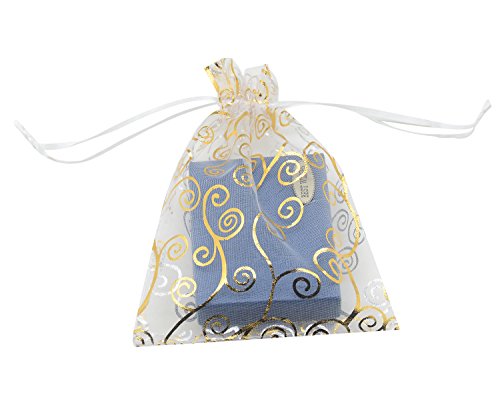 SUNGULF 50pcs Organza Pouch Bag Drawstring 5"x7" 13x18cm Strong Gift Candy Bag Jewelry Party Wedding Favor (Gold Silver)