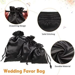 60 Pack Satin Bags Black Silk Bags with Drawstring Jewelry Gift Bags Drawstring Pouch Wedding Favor Drawstring Bags Baby Shower Christmas Gift Bags, 3 x 4", 4 x 6" and 6 x 8''