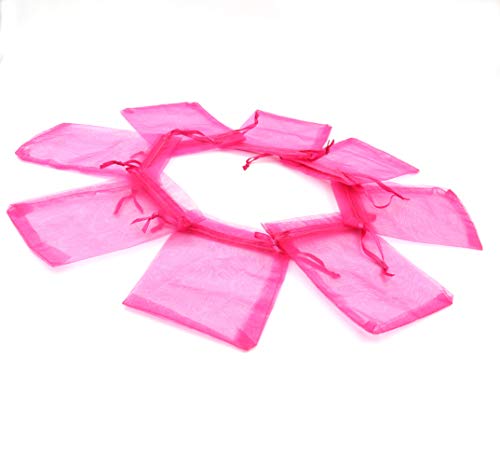 ATCG 50pcs 6x9 Inches Drawstring Organza Pouches Wedding Party Favor Gift Candy Bags (Hot Pink)