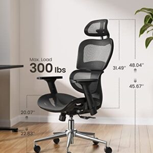 ErGear Office Chairs, Ergonomic Office Chair, Mesh Desk Chair with Adaptive Lumbar Support, High Back Computer Chair with Adjustable backrest Height and Headrest, Swivel Mesh Chair for Home Office