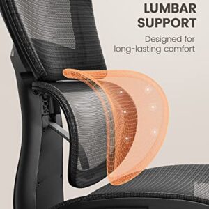 ErGear Office Chairs, Ergonomic Office Chair, Mesh Desk Chair with Adaptive Lumbar Support, High Back Computer Chair with Adjustable backrest Height and Headrest, Swivel Mesh Chair for Home Office