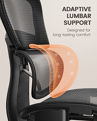 ErGear Office Chairs, Ergonomic Office Chair, Mesh Desk Chair with Adaptive Lumbar Support, High Back Computer Chair with Adjustable backrest Height and Headrest, Swivel Mesh Chair for Home Office