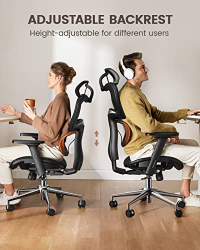 ErGear Office Chairs, Ergonomic Office Chair, Mesh Desk Chair with Adaptive Lumbar Support, High Back Computer Chair with Adjustable backrest Height and Headrest, Swivel Mesh Chair for Home Office