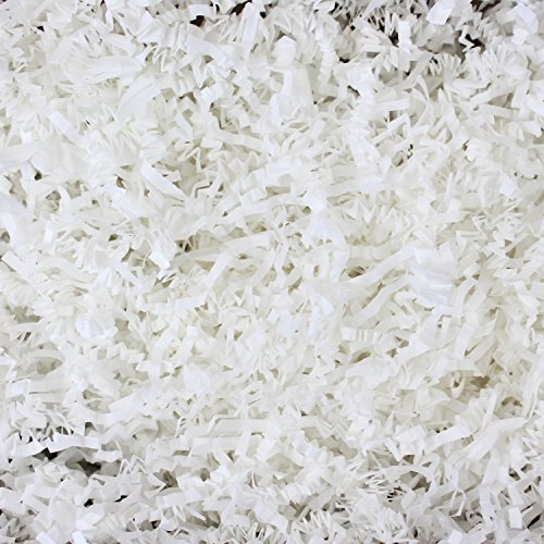 Emerald Craft & Hobby Crinkle Cut Shredded Paper 1/2 Pound - Shred Gift Basket Filling and Packing (White)