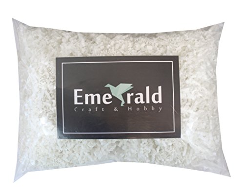 Emerald Craft & Hobby Crinkle Cut Shredded Paper 1/2 Pound - Shred Gift Basket Filling and Packing (White)