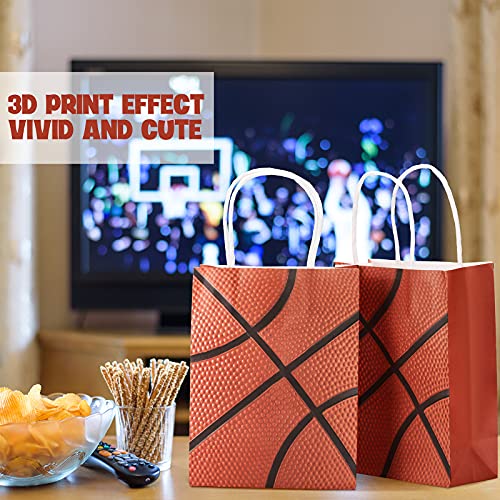 24 Pieces Basketball Party Favor Bags Basketball Present Goodie Bags Basketball Treat Candy Bags Sports Themed Paper Bags for Birthday Party Favors Supplies Decorations