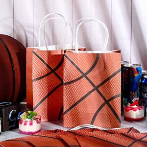 24 Pieces Basketball Party Favor Bags Basketball Present Goodie Bags Basketball Treat Candy Bags Sports Themed Paper Bags for Birthday Party Favors Supplies Decorations