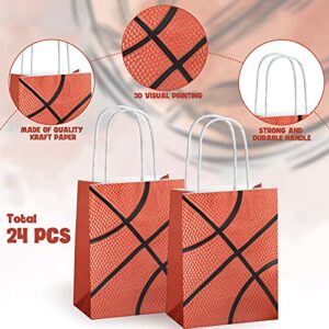 24 Pieces Basketball Party Favor Bags Basketball Present Goodie Bags Basketball Treat Candy Bags Sports Themed Paper Bags for Birthday Party Favors Supplies Decorations